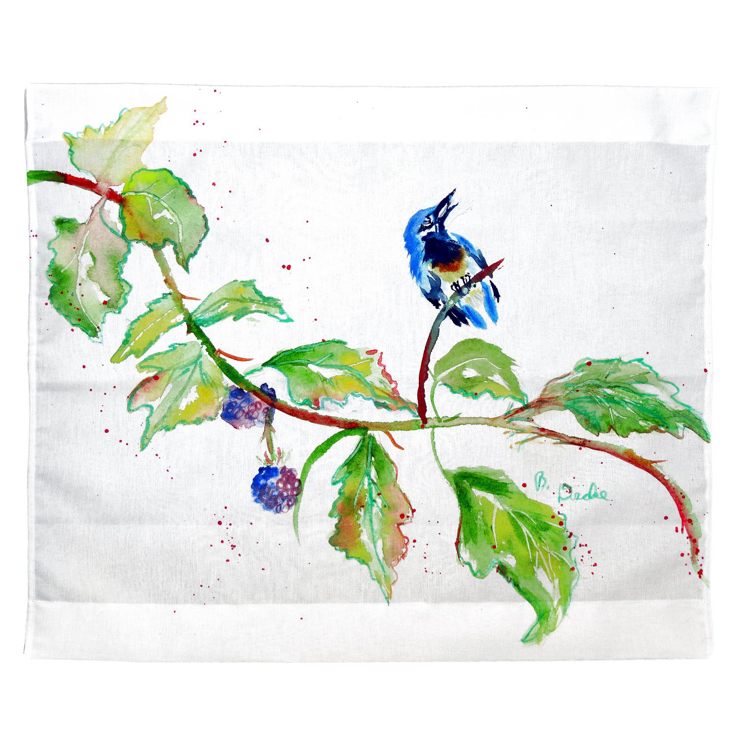 Highland Dunes Polyester Bird and Blackberries Wall Hanging | Wayfair