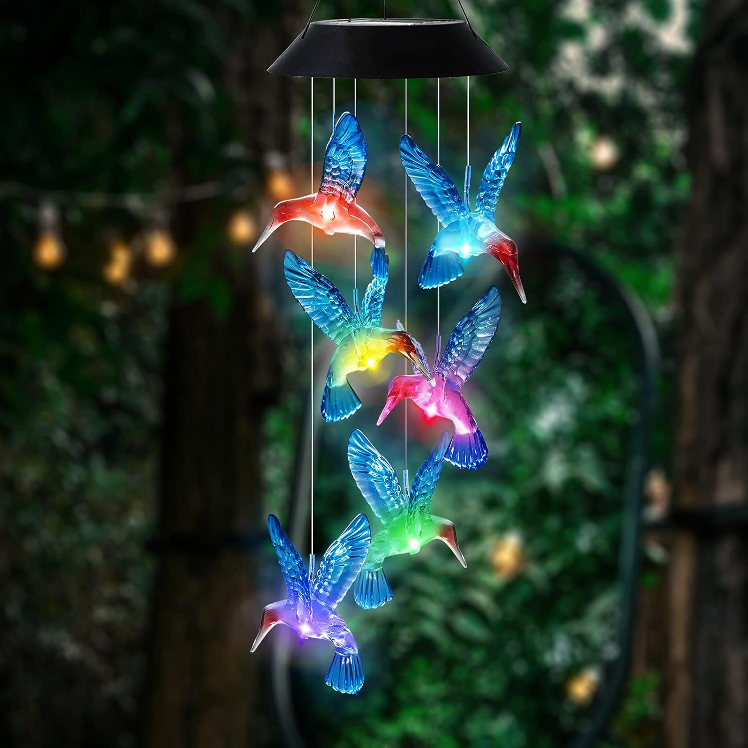 Arlmont & Co. Hummingbird Solar Wind Chimes Color Changing Solared ...