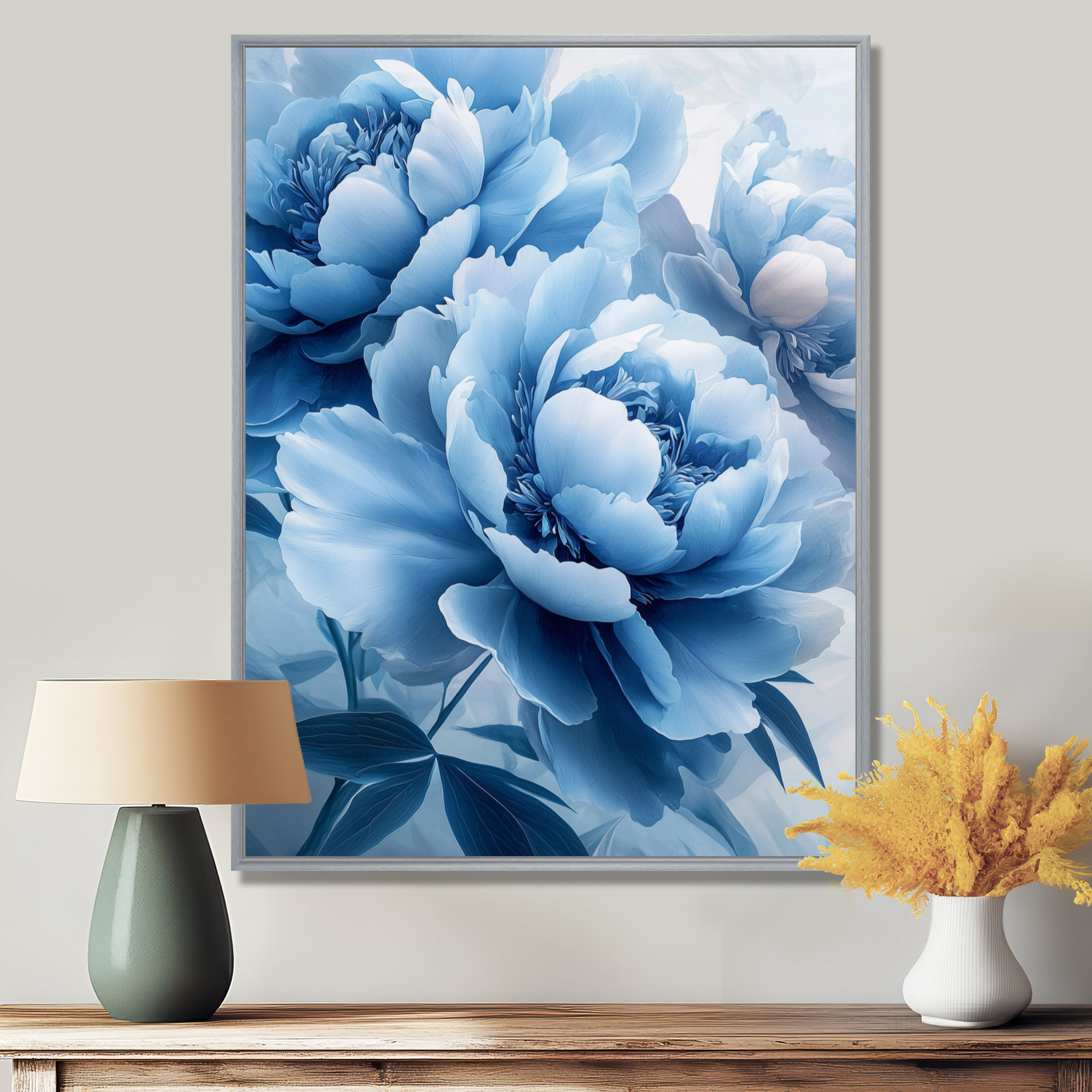 Winston Porter Blue Velvet Peonies Blooms II - Peonies Wall Art | Wayfair