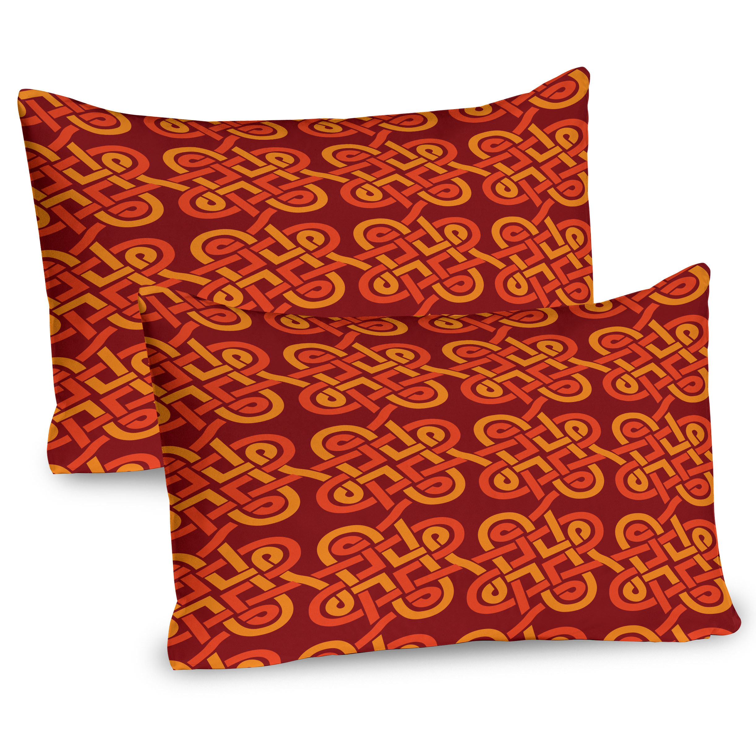 Ambesonne Irish Pillow Sham 2 Pack Old Pattern Celtic Knot Red Orange ...