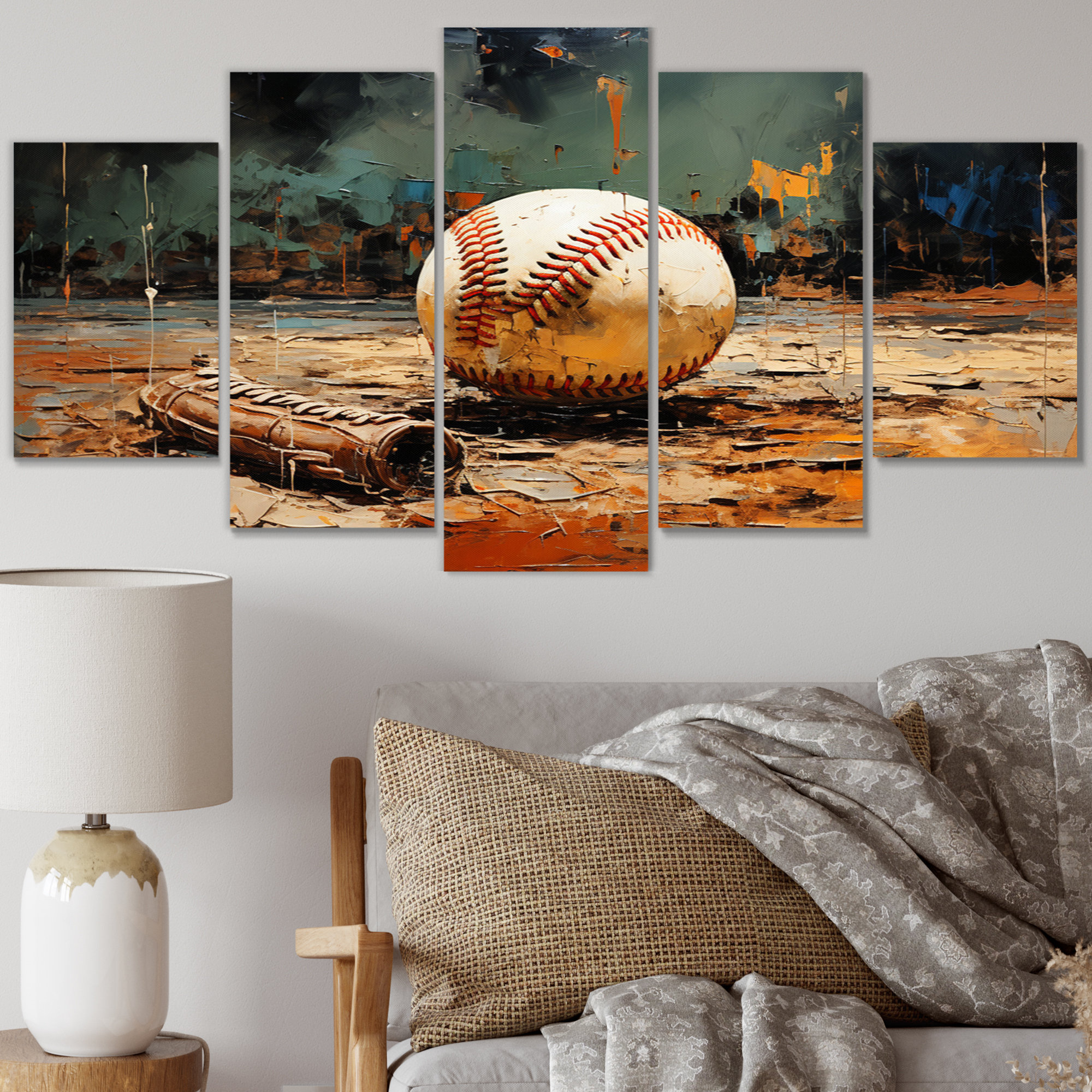 Design Art Baseball Collage Glove And Ball - Sports Metal Wall Decor ...