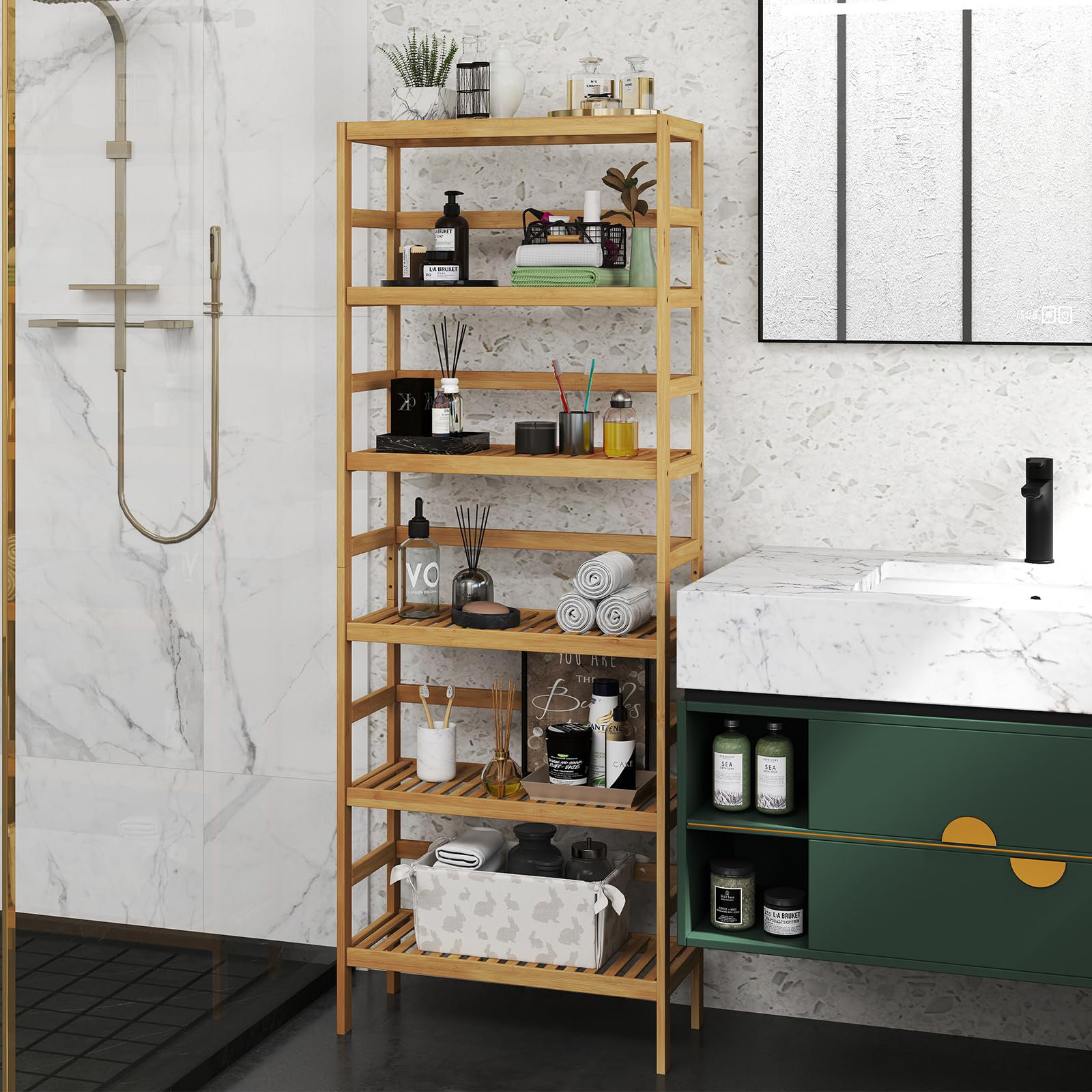 Latitude Run® 6 Tier Bamboo Shelf, Bamboo Shelves, Bamboo Shelf ...