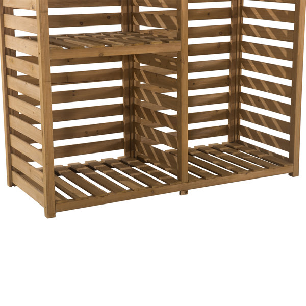 Sunjoy 69 inch Firewood Rack, Outdoor Wooden Storage Shed, Firewood ...