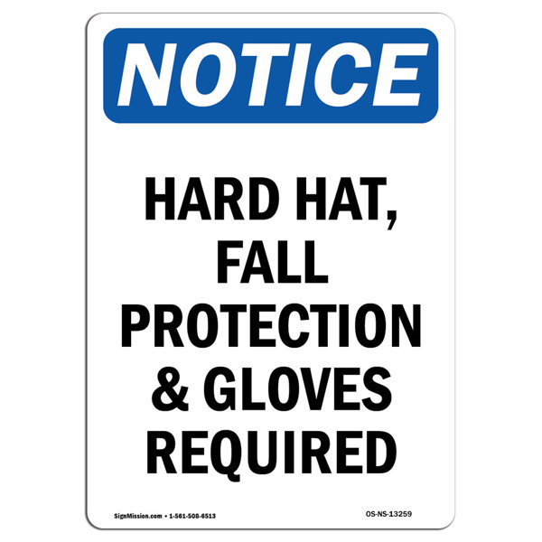 SignMission Hard Hat Fall Protection and Gloves Sign | Wayfair