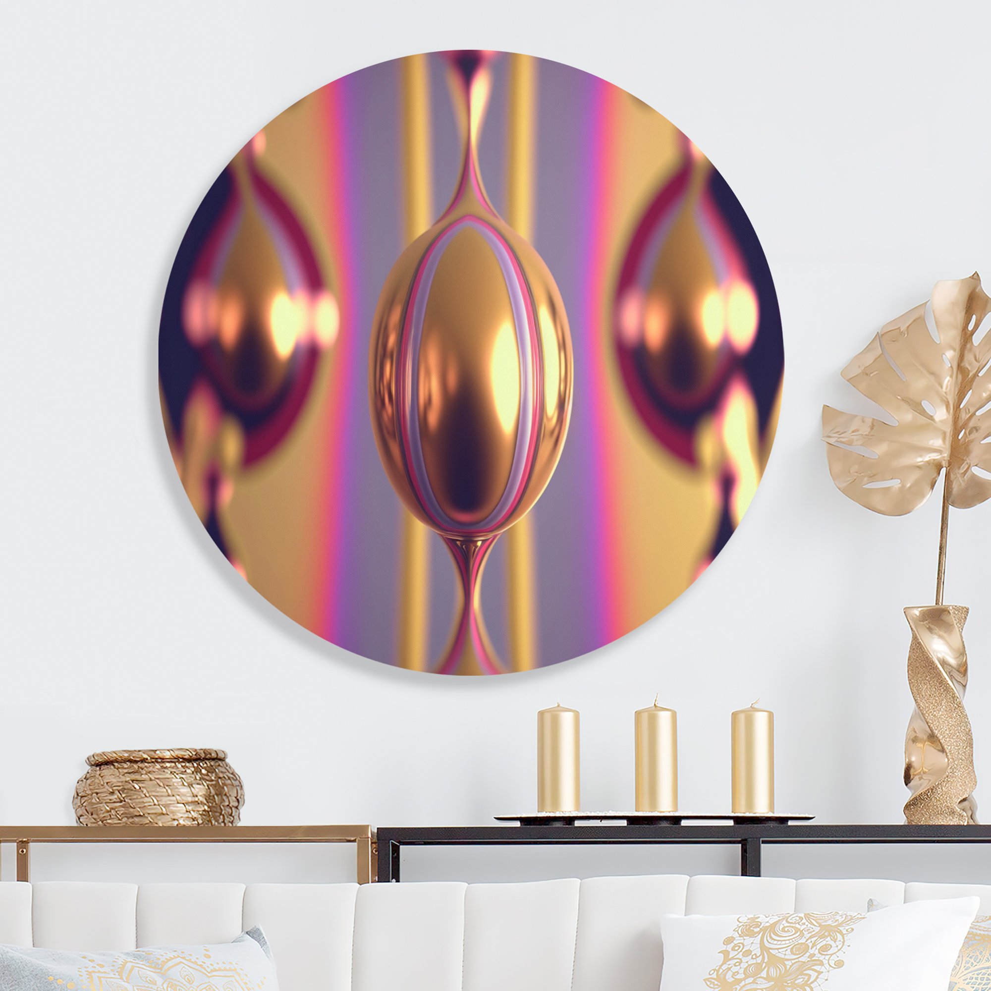 House of Hampton® Pink And Gold Infinity Globe - Modern Geometric Metal ...