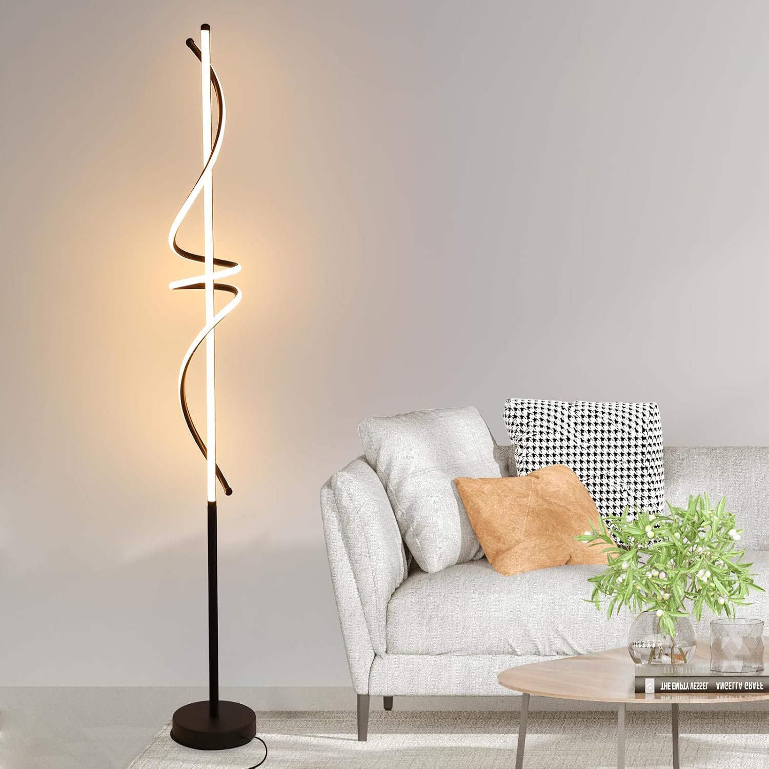 Ivy Bronx 59" Spiral LED Floor Lamp, Dimmable 3-Color Lighting With ...