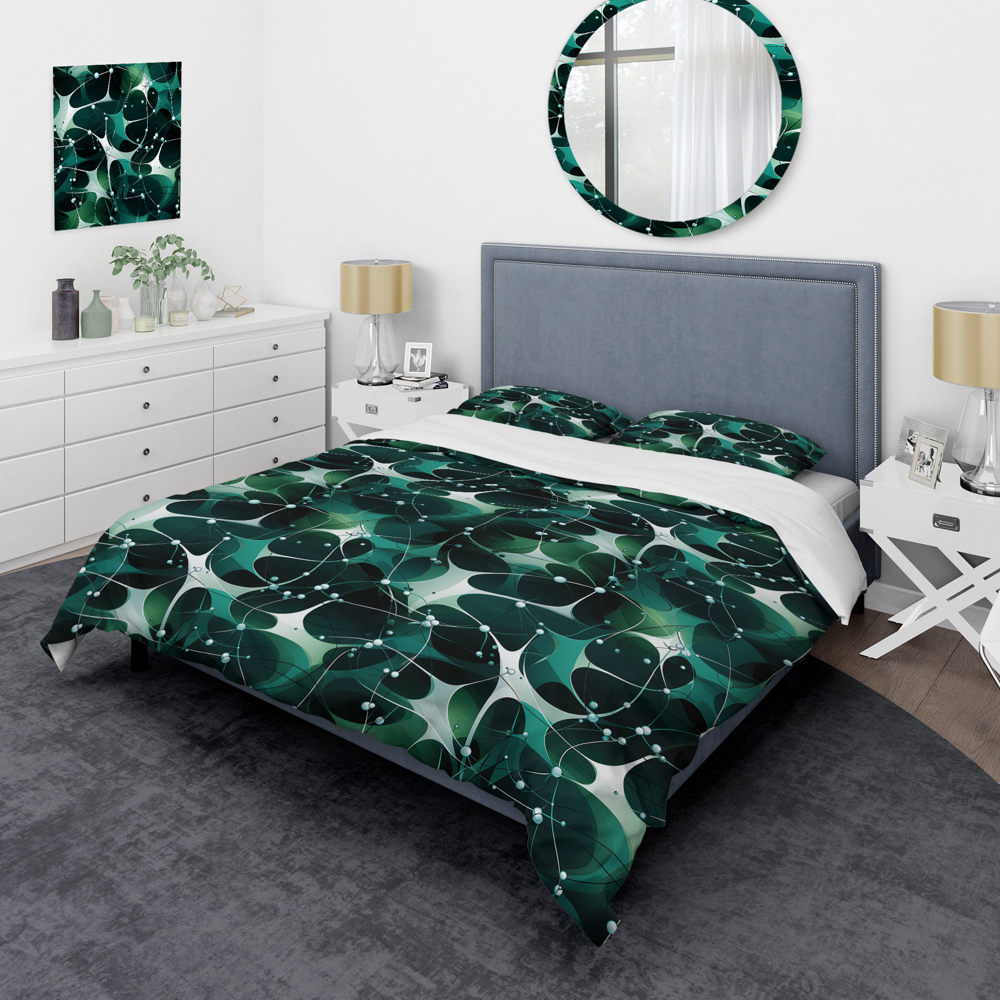 Design Art Green Popart Techno Tangles II Duvet Cover Set | Wayfair