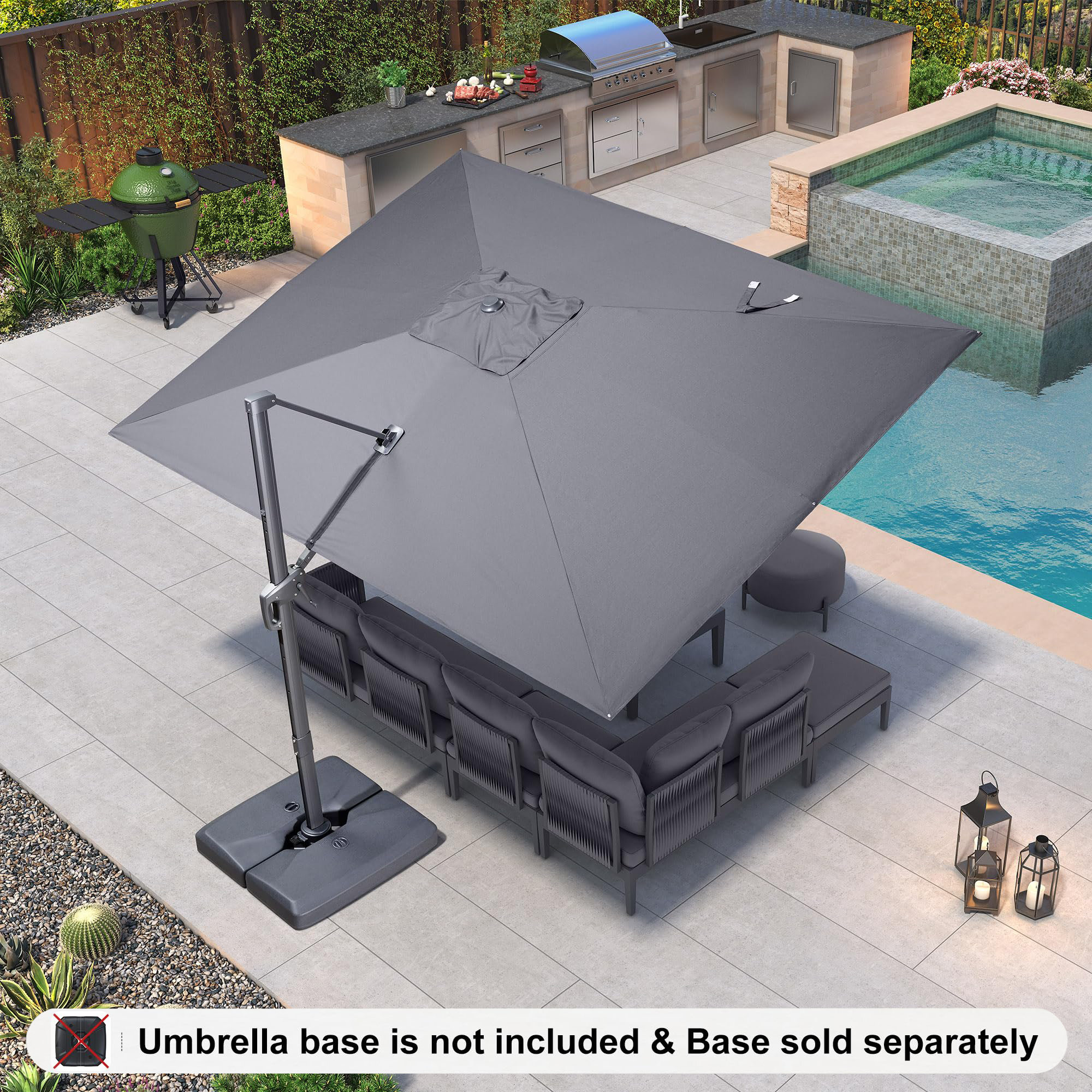 Purple Leaf 132'' x 108'' Rectangular Cantilever Umbrella with Fade Resistance Recycled Fabric ...