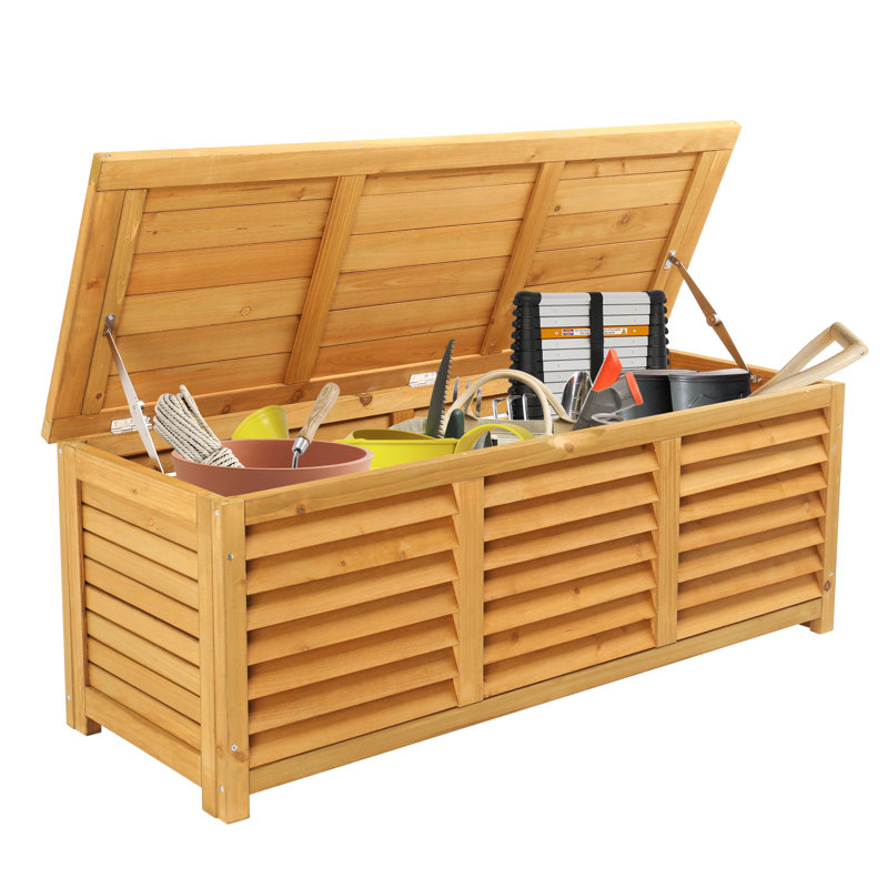 Winado 41 Gallon Fir Solid Wood Deck Box in Yellow | Wayfair