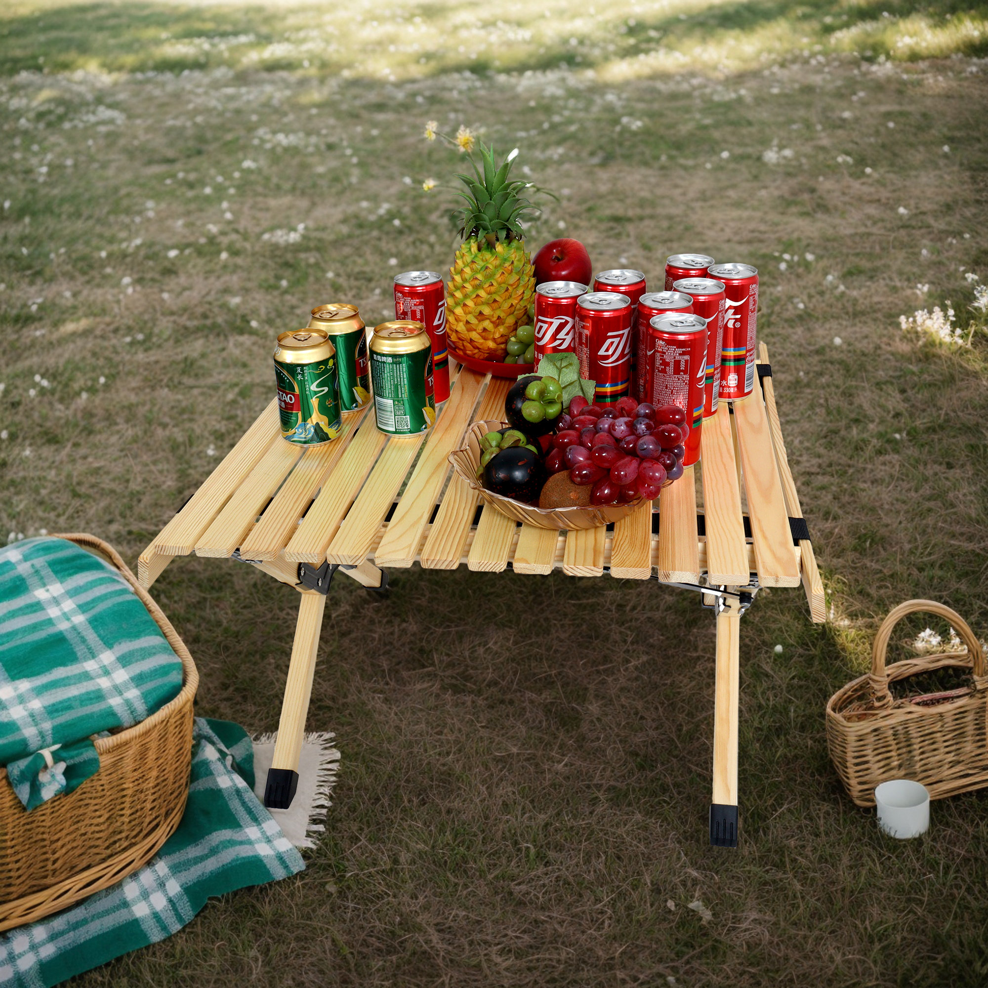 Arlmont & Co. Wood Outdoor Foldable Table | Wayfair