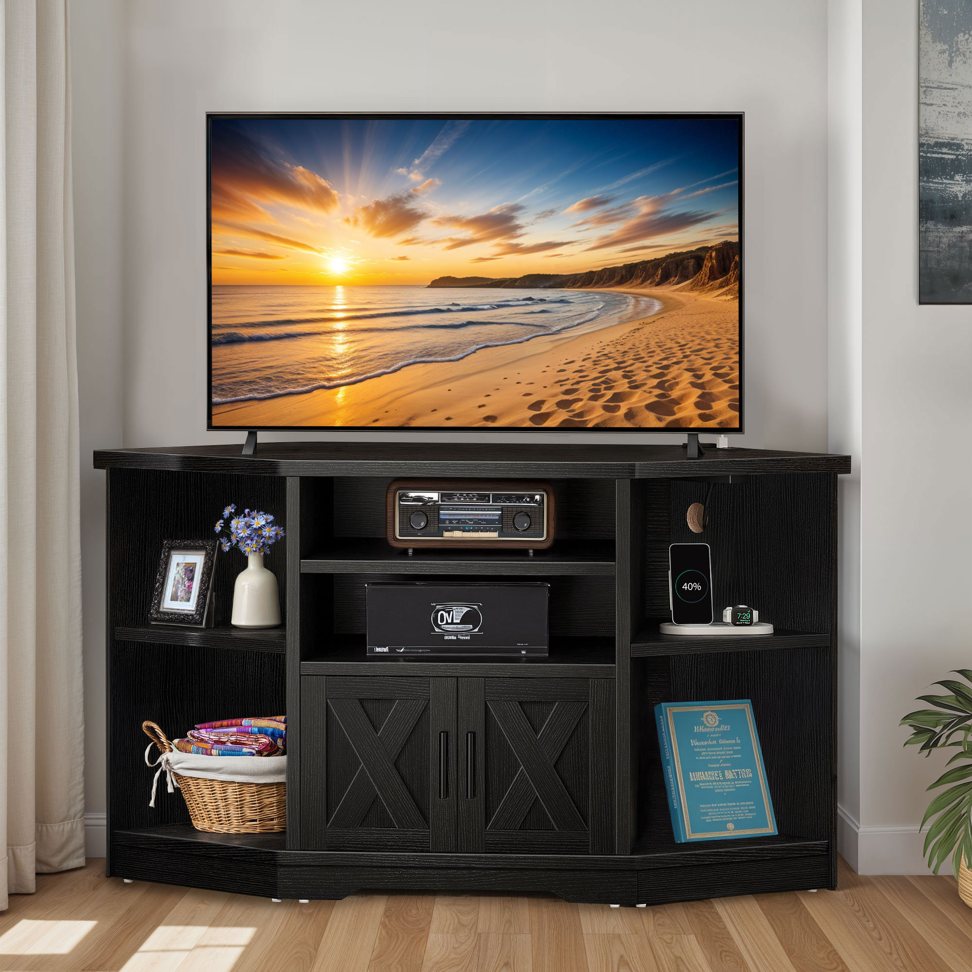 Gracie Oaks Analayah 47.20'' Modern Farmhouse Media Center Corner TV ...