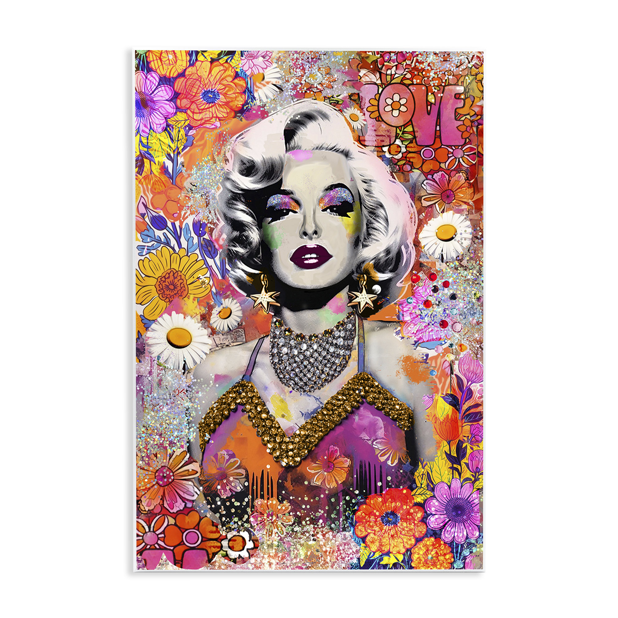 Dakota Fields Hippie Bedecked Marilyn Wall Plaque Art by Jess Stempel ...