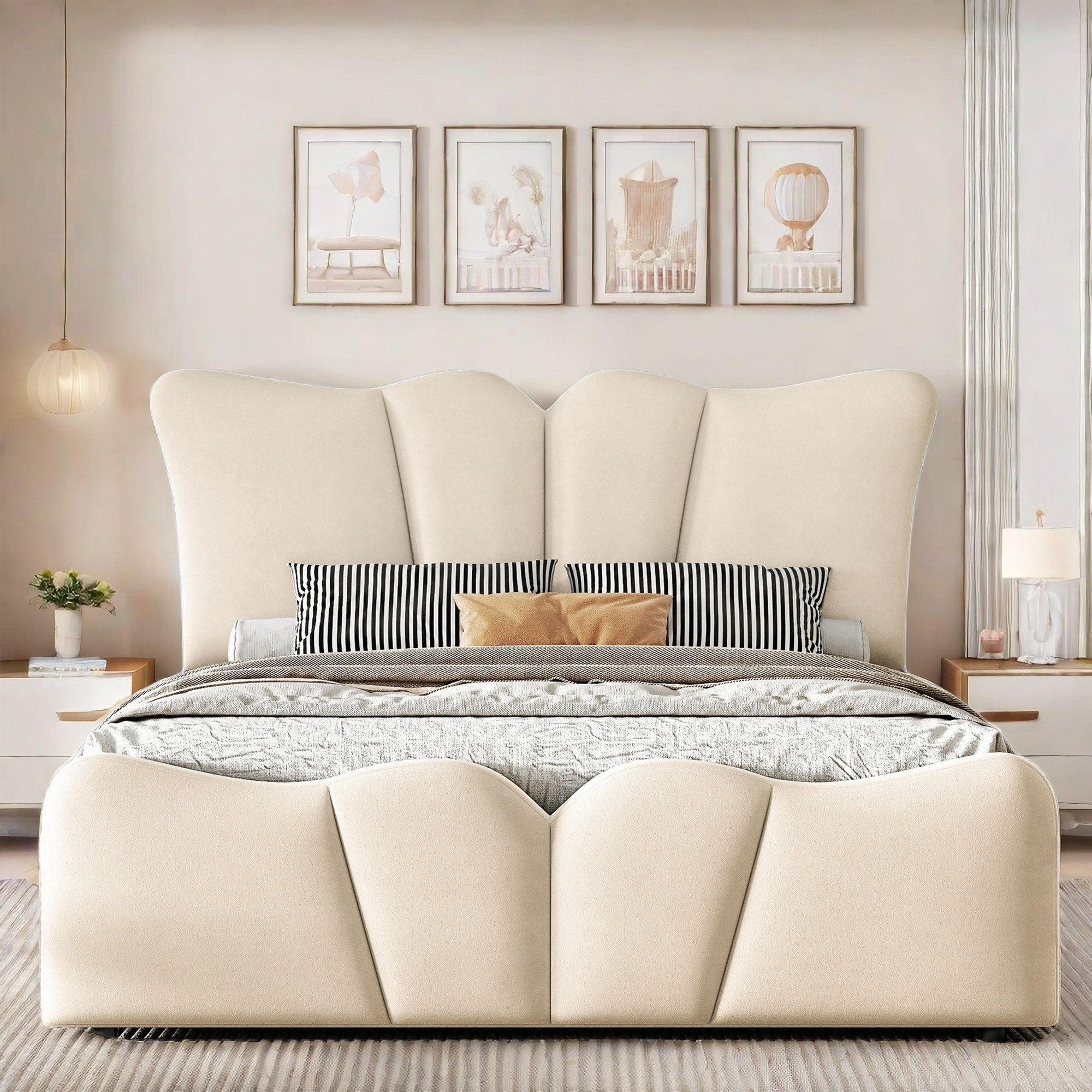 Velvetvanguards Sumptuous Upholstered Platform Bed With Distinctive ...