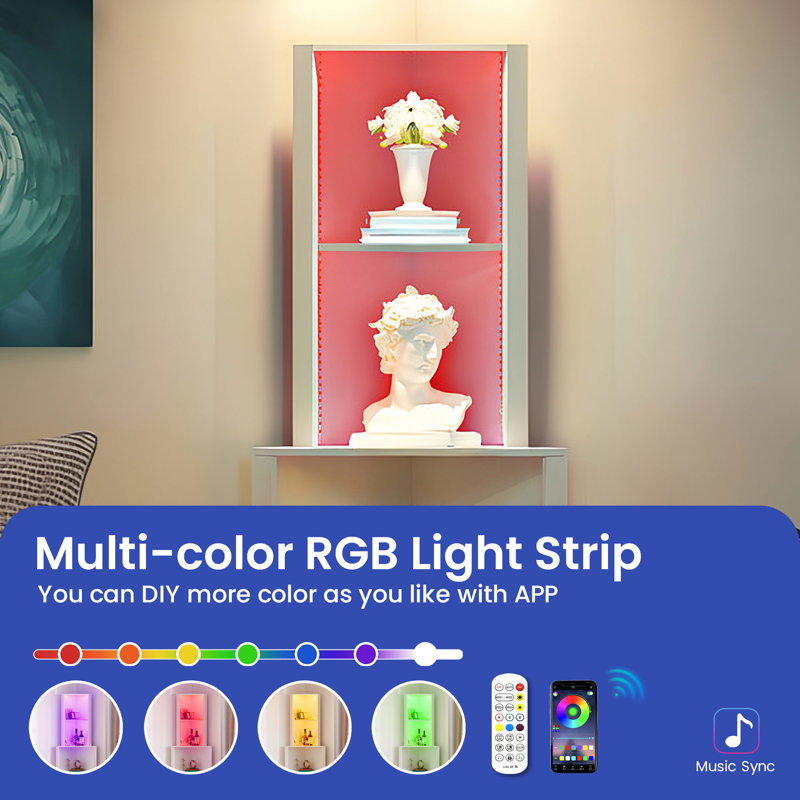 Wrought Studio™ Amoya Corner Bookcase | Wayfair