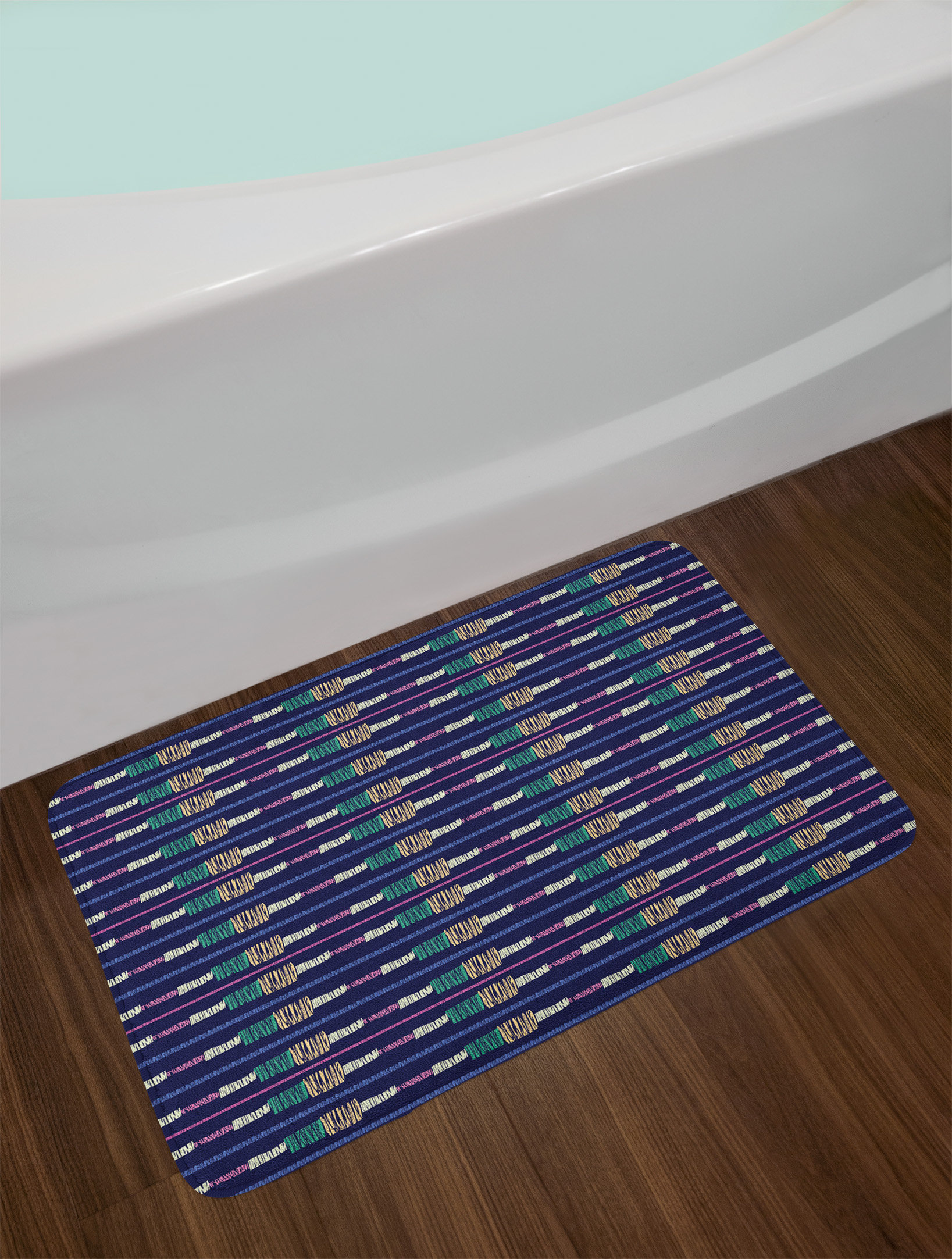 East Urban Home Colorful Composition with Abstract Bath Rug | Wayfair