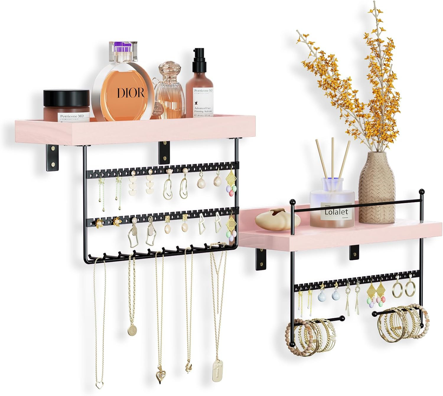 Latitude Run® Hanging Jewelry Organizer Wall Mount Jewelry Organizer ...