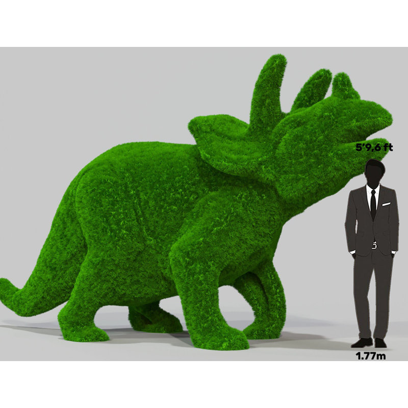 Decor Factory Studio Outdoor Triceratops Dinosaur Topiary Green Figures ...
