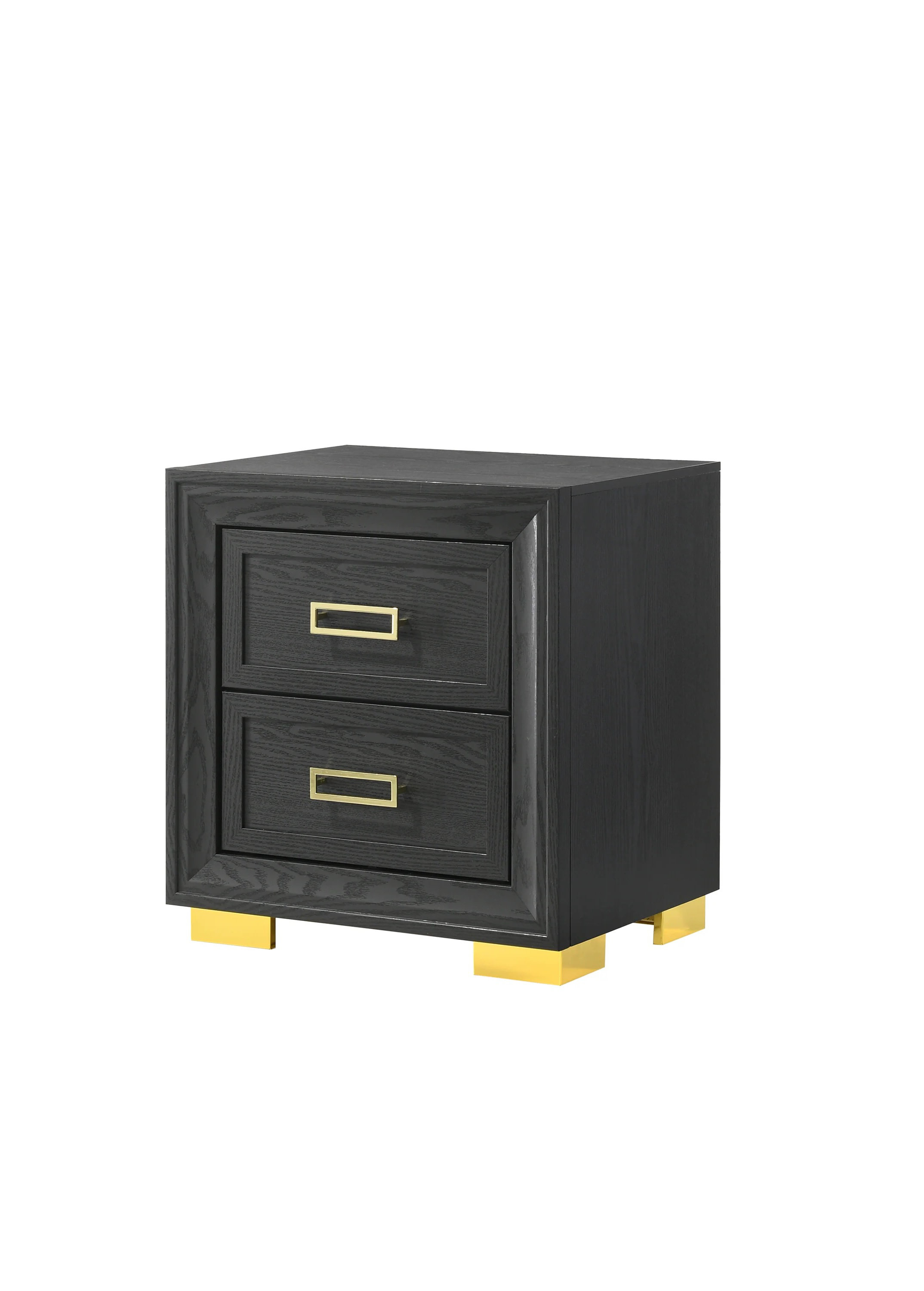 Mercer41 Glamorous 1Pc Modern Glam Style 2-Drawer Nightstand Black Gold ...
