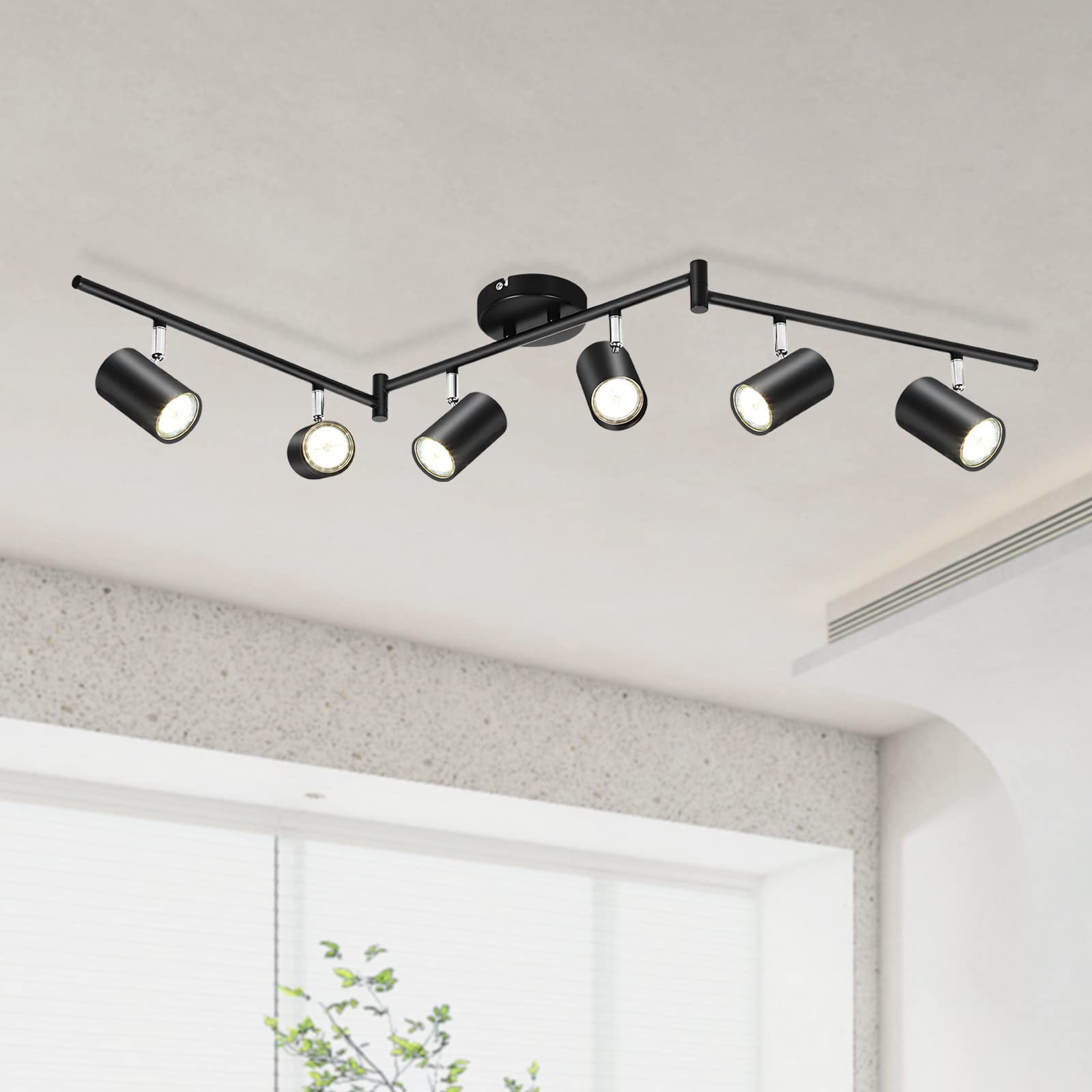 LUXESIT 6-Light Black Track Lighting Fixtures for Ceiling, 6 Way LED ...