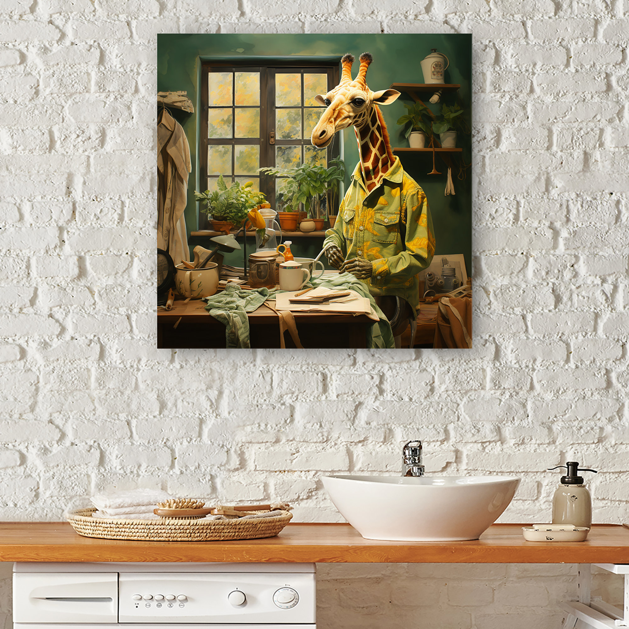 Trinx Cute Giraffe In Laundry Room 3 - Laundry Wall Art | Wayfair
