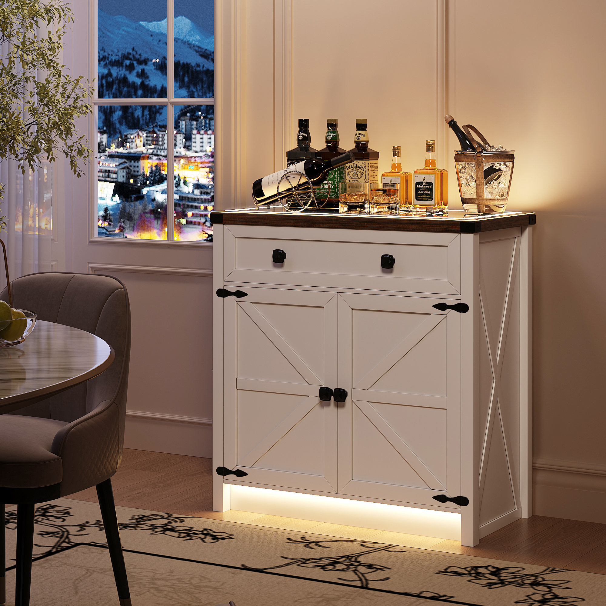 Millwood Pines Delmonta 31.5" Sideboard With LED Light | Wayfair