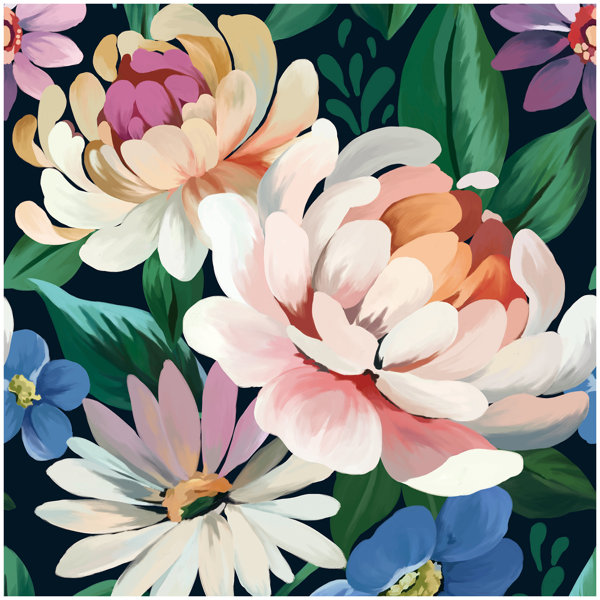 Wildon Home® Furiya Large Floral Peel and Stick Wallpaper Boho Roll ...