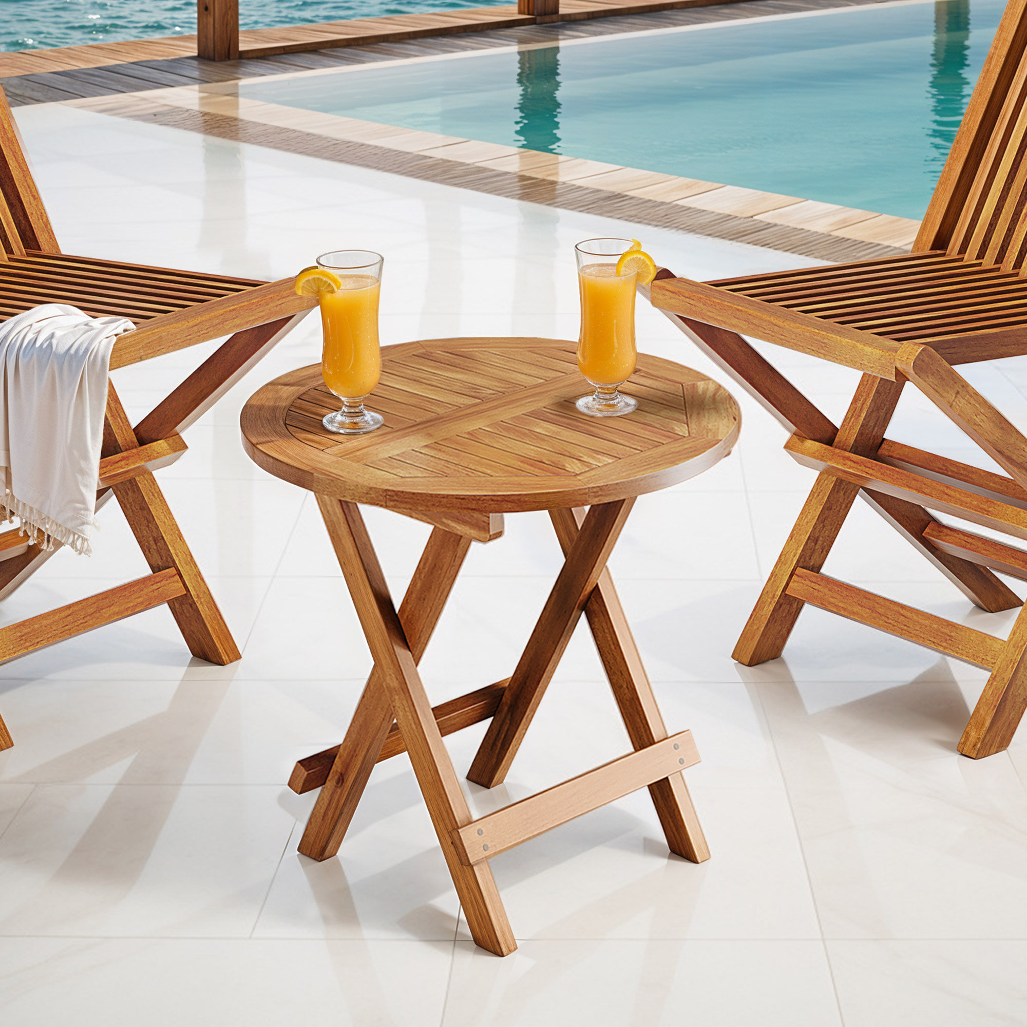 Ebern Designs Outdoor Teak Wood Side Table | Wayfair