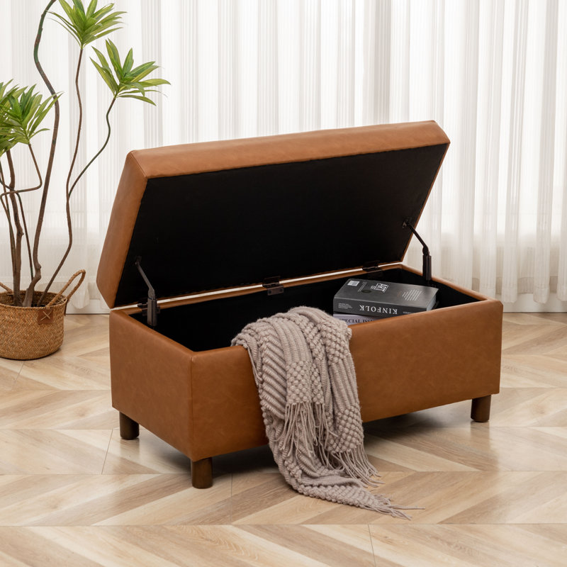 Wade Logan® Calletana Faux Leather Storage Bench & Reviews | Wayfair