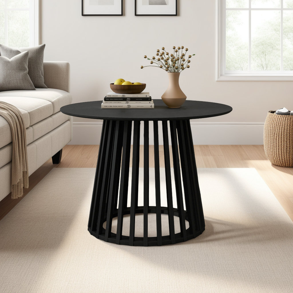 Latitude Run® Elegant Round 42" Coffee Table with Sturdy Pinewood Base ...
