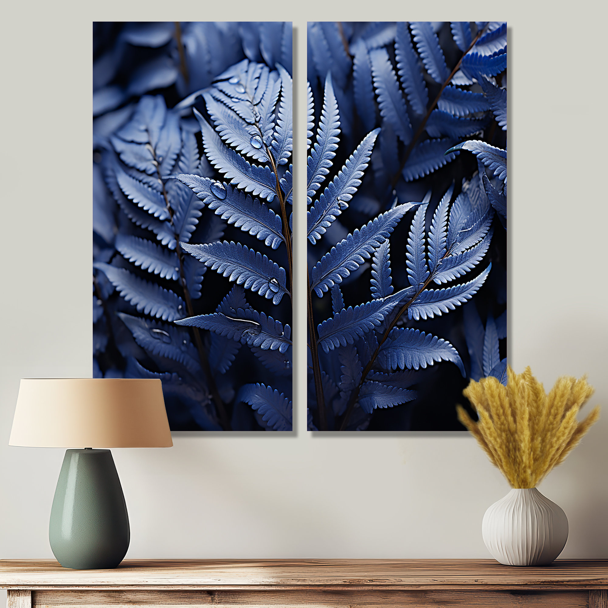Bay Isle Home™ Blue Ferns Indigo Tranquility I - Ferns Large Wall Decor ...