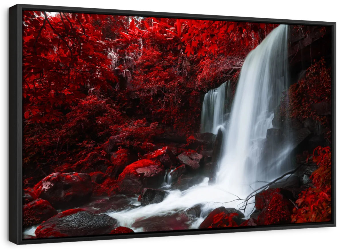 Loon Peak® Red Autumn Waterfall Canvas Print | Wayfair