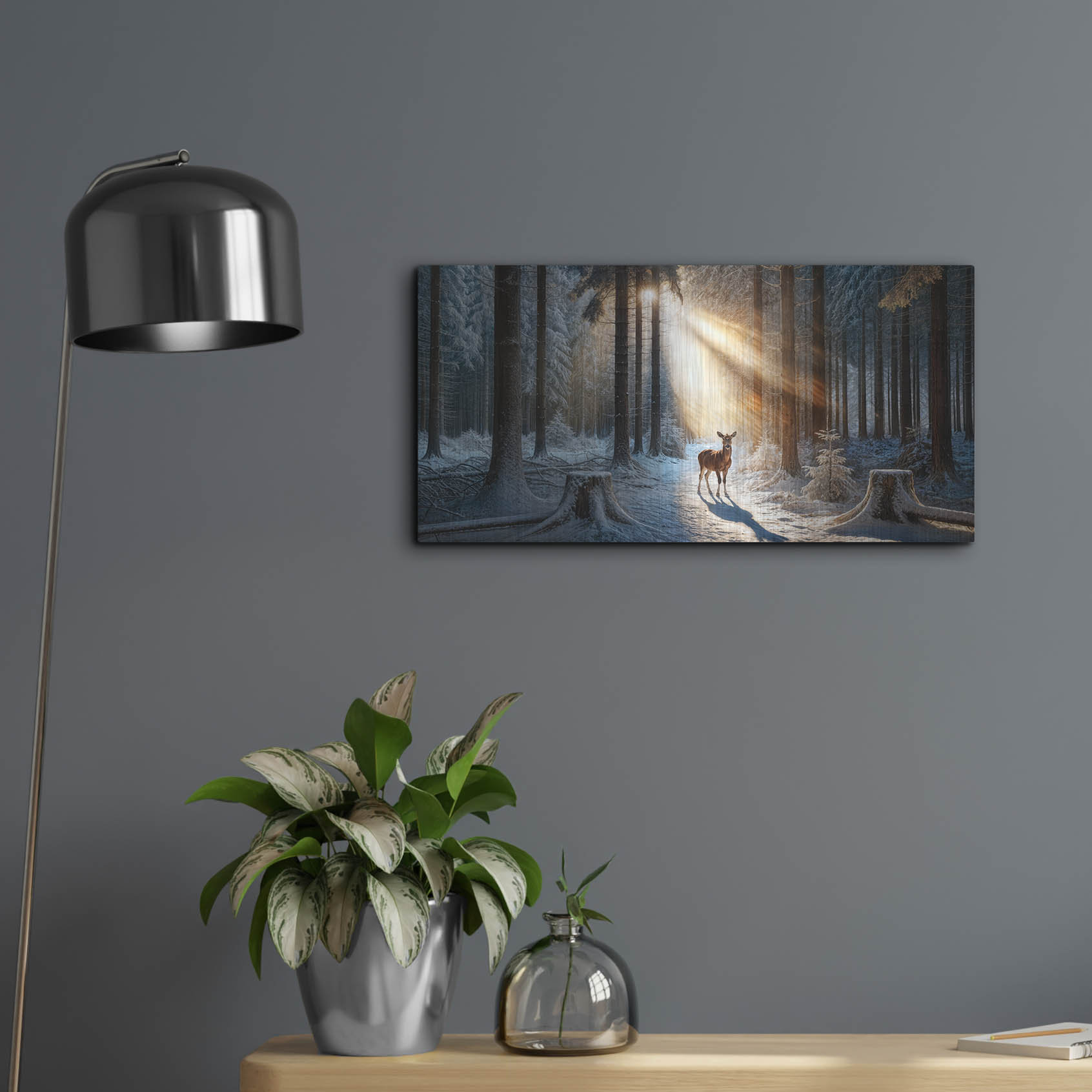 Millwood Pines 'Deer Winter Forest' by Rey Klimt Metal Wall Art | Wayfair