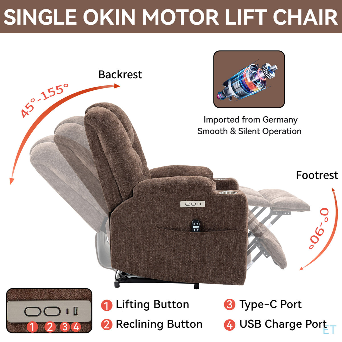 Latitude Run® Large Power Lift Recliner Chair With Massage And Heat For ...