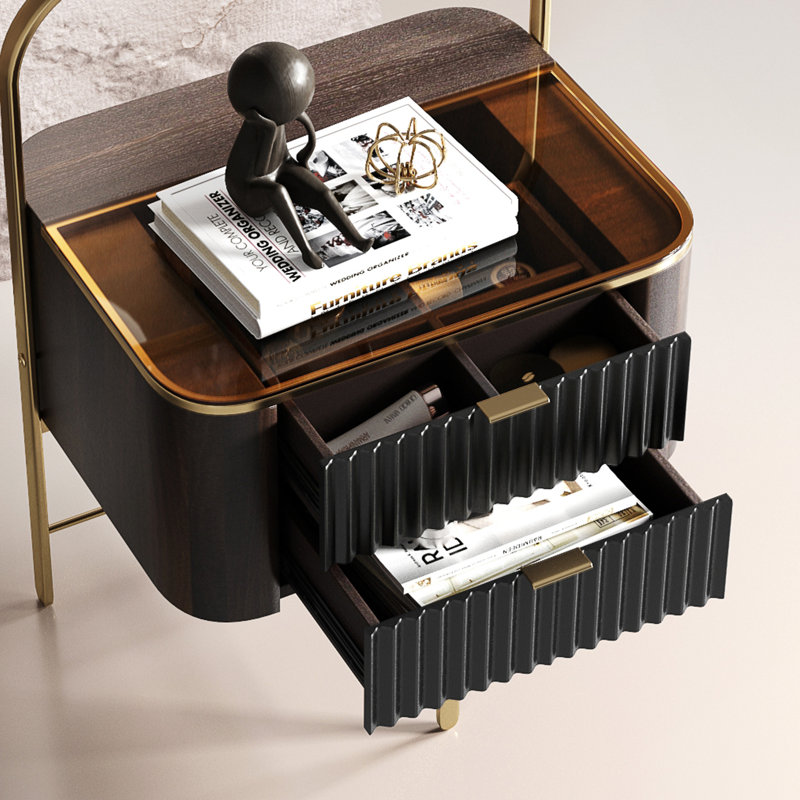 Everly Quinn Ahrie Modern Nightstand.Glass Top & Reviews | Wayfair