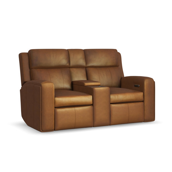 Flexsteel Harrison Power Reclining Loveseat With Console, Power ...