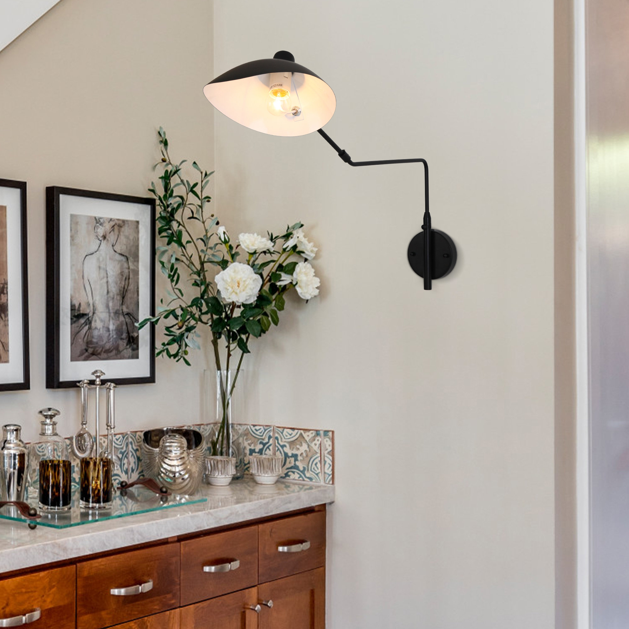 Latitude Run® 1-light Black Light Fixture Black Wall Sconce Modern Wall ...