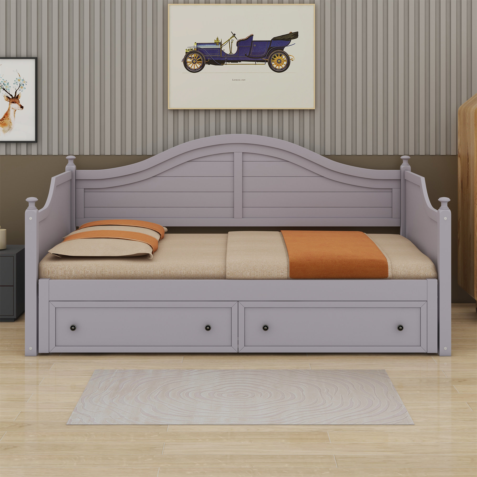 Rosalind Wheeler Wood Daybed With Extended Pop Up Trundle And Storage ...