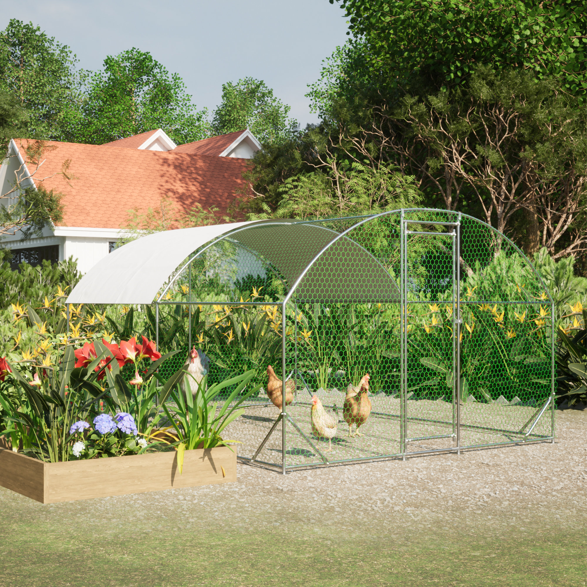 Tucker Murphy Pet™ Large Chicken Coop Metal Chicken Run With Waterproof ...