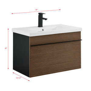 Ebern Designs Barham 30" Floating & Wall-Mounted Single Bathroom Vanity ...