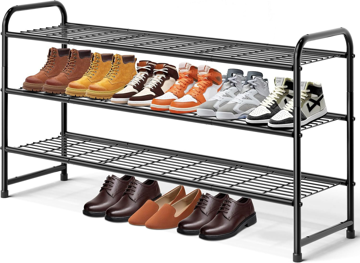 Rebrilliant 3-Tier Long Shoe Rack For Closet Metal Shoe Organizer For ...