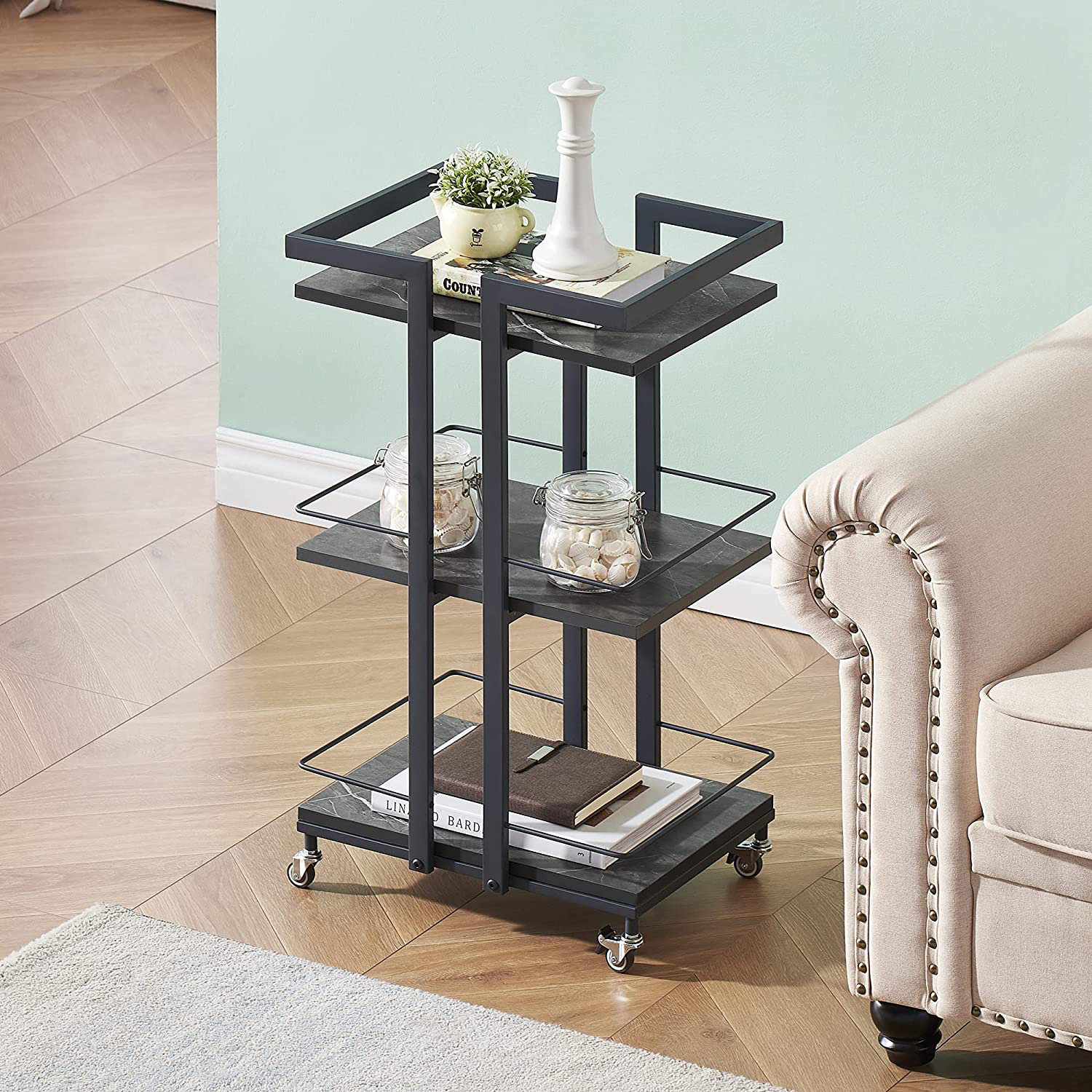 Newacme LLC Metal Frame Utility Cart, Rolling Cart, Multi-Purpose ...