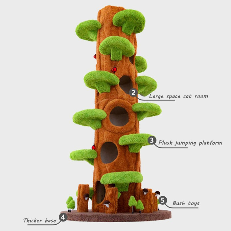 Tucker Murphy Pet™ 91" Elizha Solid Wood Large Cat Tree Tower Condo ...
