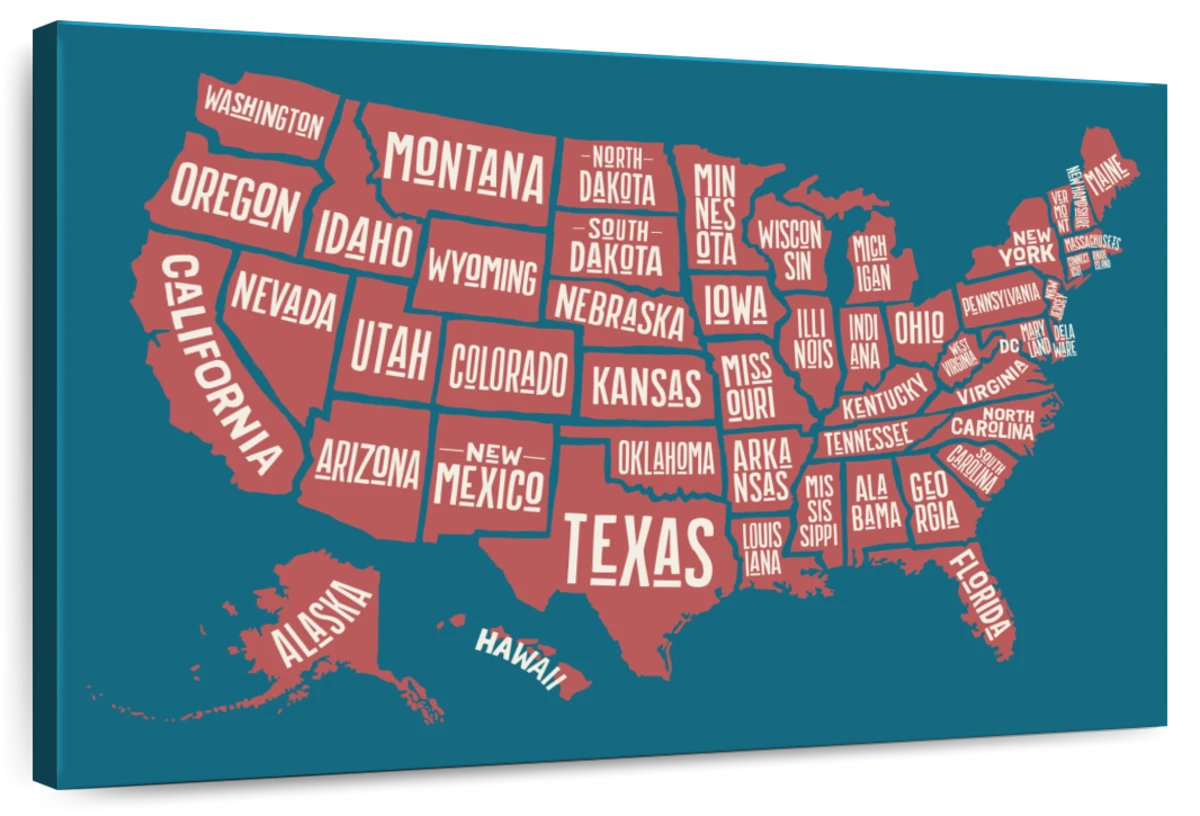 Elephant Stock American States Map - Wayfair Canada