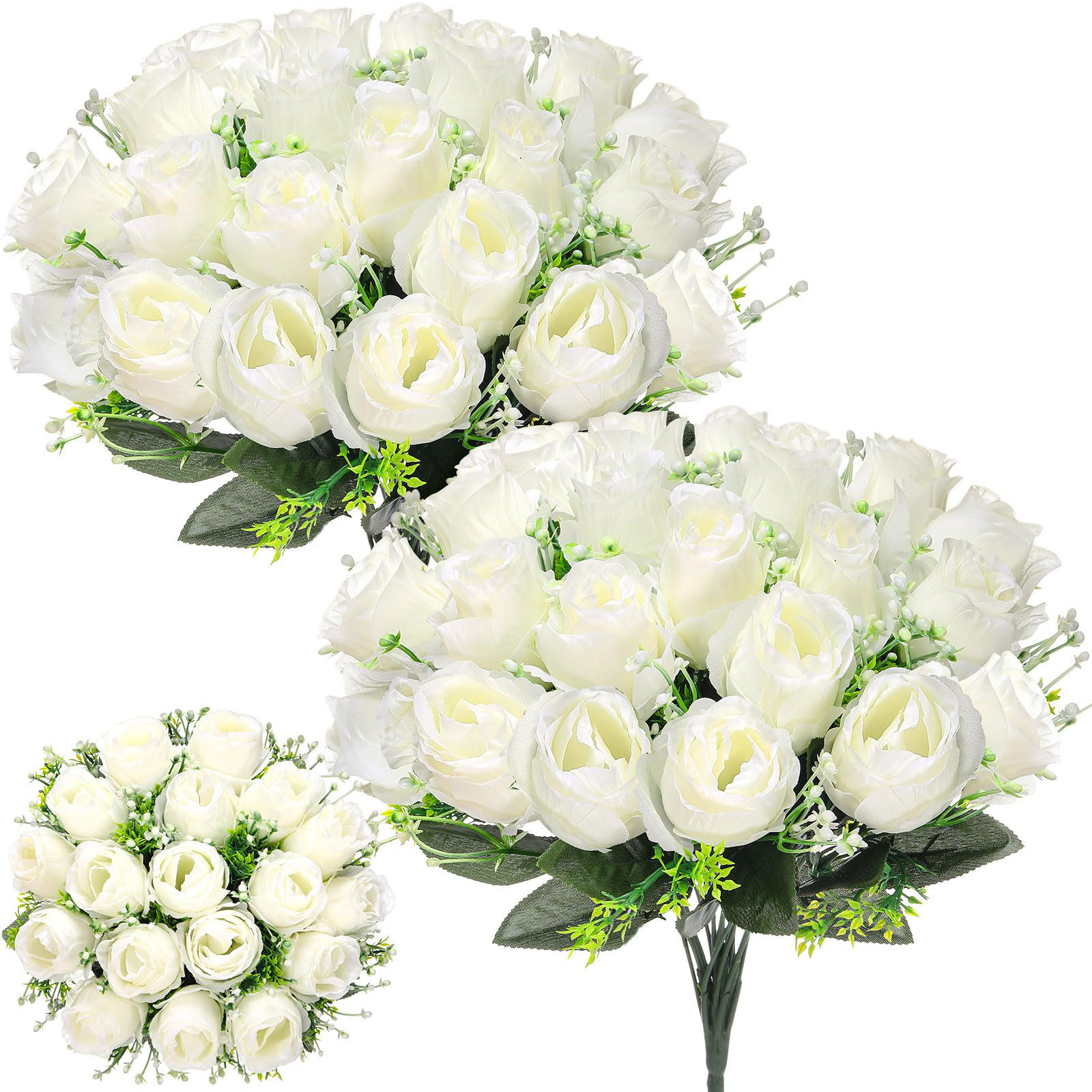 Primrue 2 Bouquets Cemetery Flowers 18 Heads Artificial Flowers For ...