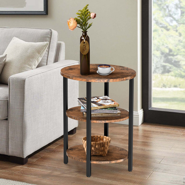17 Stories Jakwan Oval End Table with 3-Tier Storage Shelves & Reviews ...