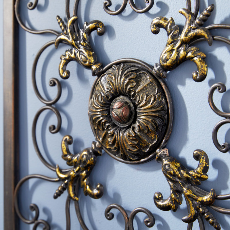 Astoria Grand Metal Wire Scroll Fleur De Lis Brown Wall Decor with Gold ...