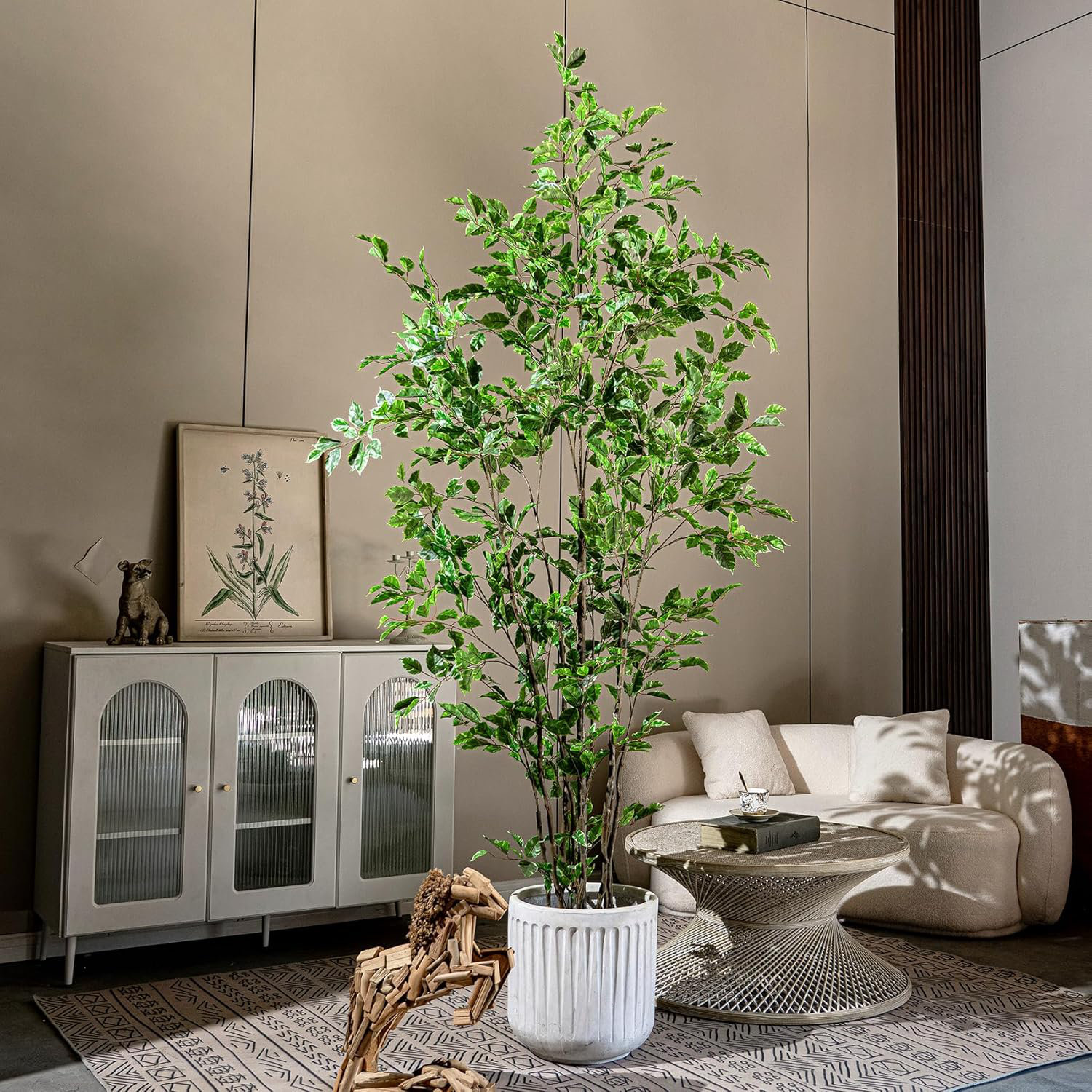 Primrue 8FT Artificial Ficus Tree-Artificial Plants Indoor,Faux Tree ...