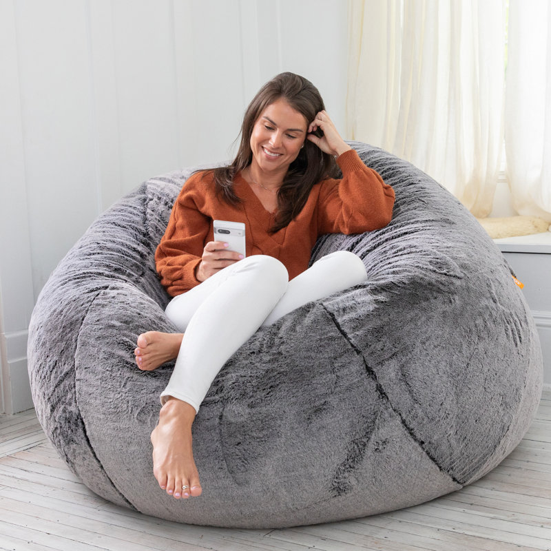 Trule Metro Sac 5 Foot Bean Bag Chair For Adults - Luxe Fur & Reviews ...