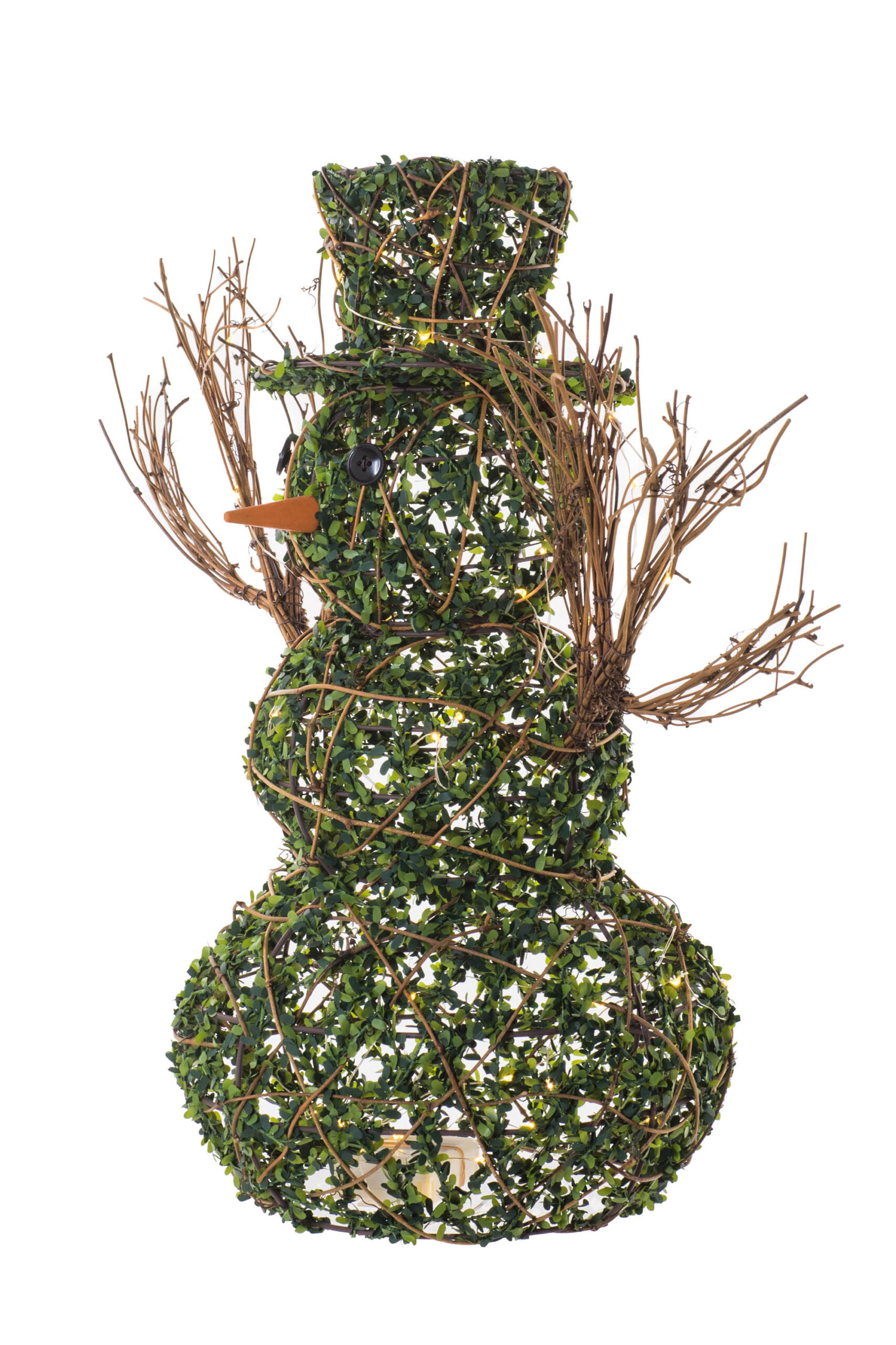 The Holiday Aisle® Green/Brown Wireframe Standing Boxwood Snowman with ...