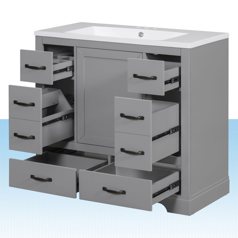 Winston Porter Raedon 36'' Single Bathroom Vanity with Ceramic Top ...